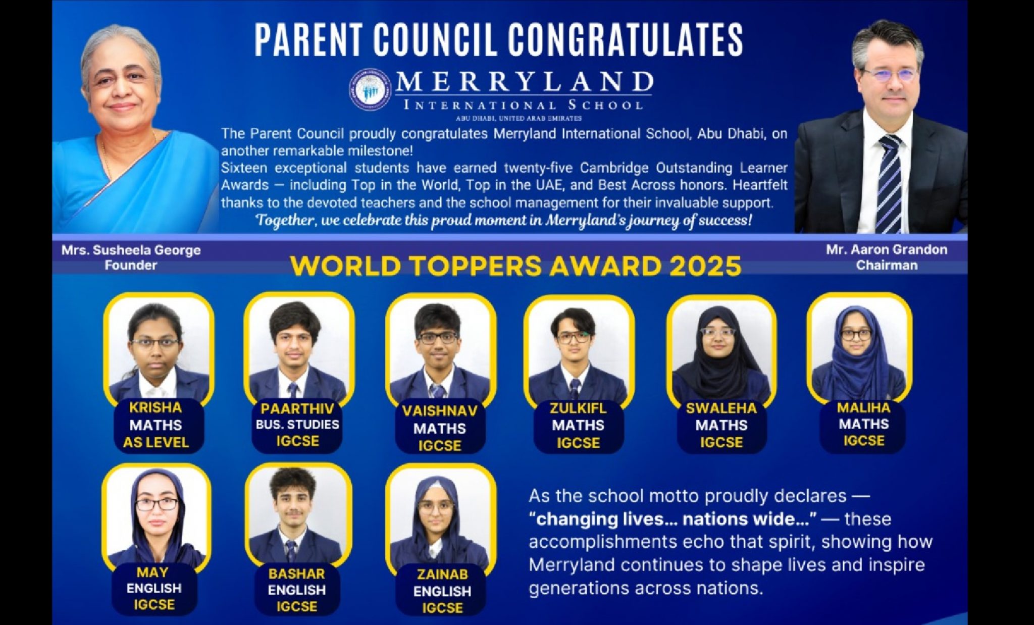 25 Outstanding Cambridge Learner Awards – June 2025 Series – MERRYLAND ...